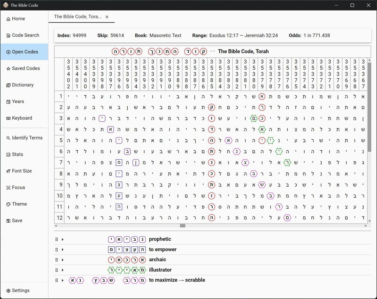 Open Codes | The Bible Code